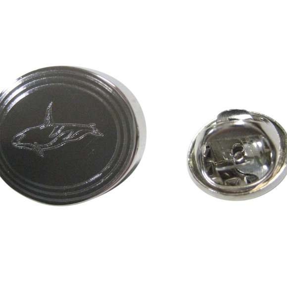 Kiola Designs | Accessories | Etched Oval Killer Whale Orca Lapel Pin ...